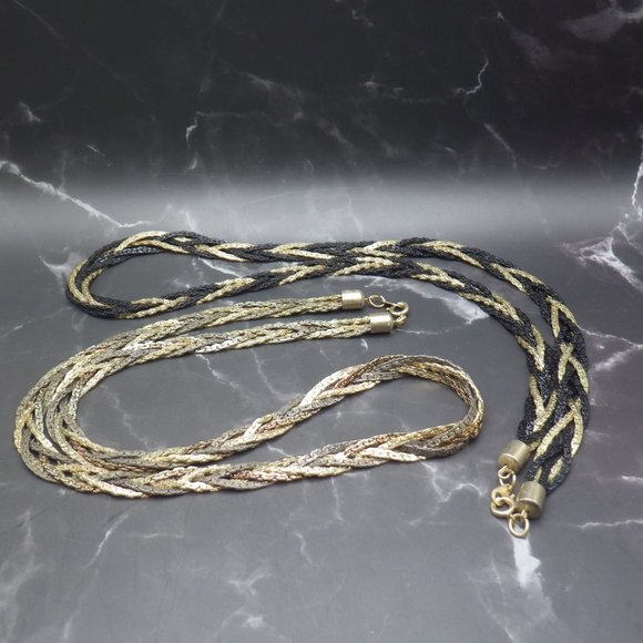 Korea | Jewelry | Set Of 2 Vintage Flat Braided Necklaces Serpentine ...